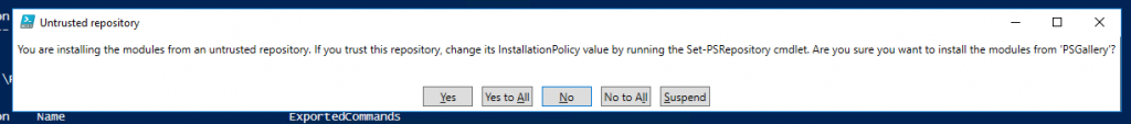 PowerShellGallery - You are installing modules from an untrusted ...