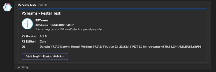 PSTeams - Send notifications to MS Teams from Mac / Linux or Windows - Evotec