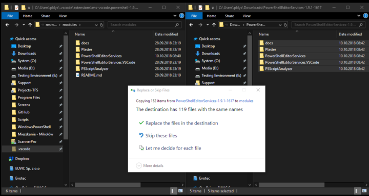 Windows 10 - No prompt to overwrite when pasting from .zip file - Evotec