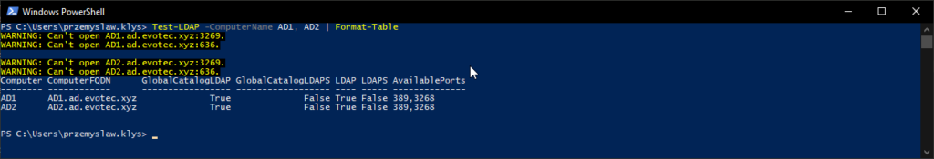 Testing LDAP and LDAPS connectivity with PowerShell - Evotec