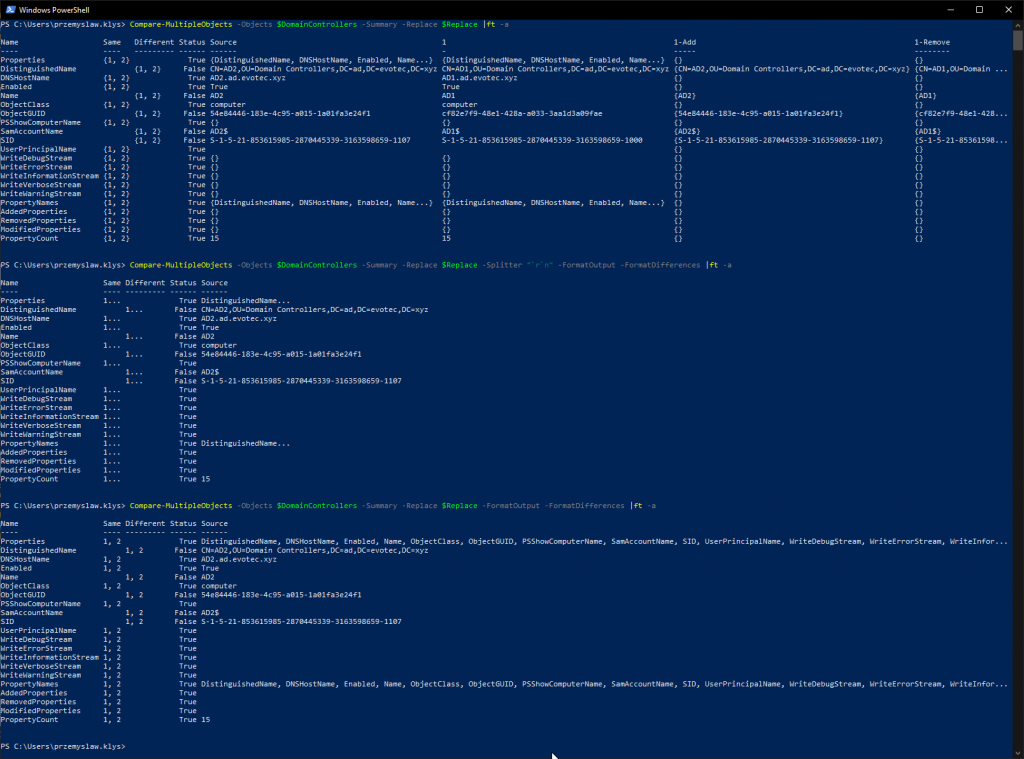 Comparing two or more objects visually in PowerShell (cross-platform ... Comparing two or more objects visually in PowerShell (cross-platform ...