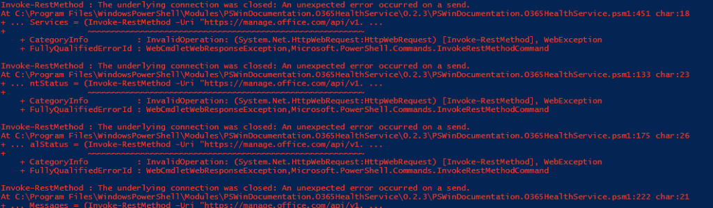 Invoke-RestMethod : The underlying connection was closed: An unexpected error occurred on a send ...
