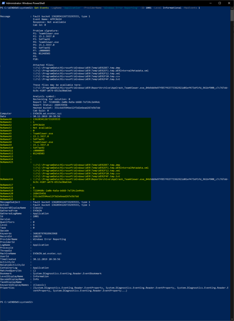 Sending Information To Event Log With Extended Fields Using Powershell