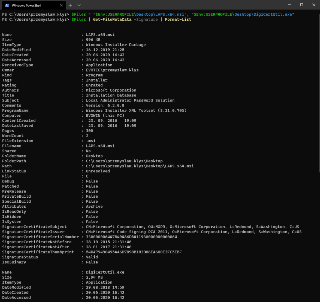 Getting file metadata with PowerShell similar to what Windows Explorer ...