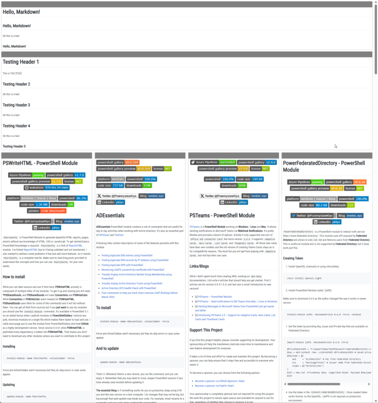 Seamless Html Report Creation Harness The Power Of Markdown With Pswritehtml Powershell Module