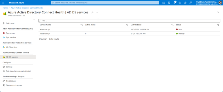 Active Directory Health Check using Microsoft Entra Connect Health ...